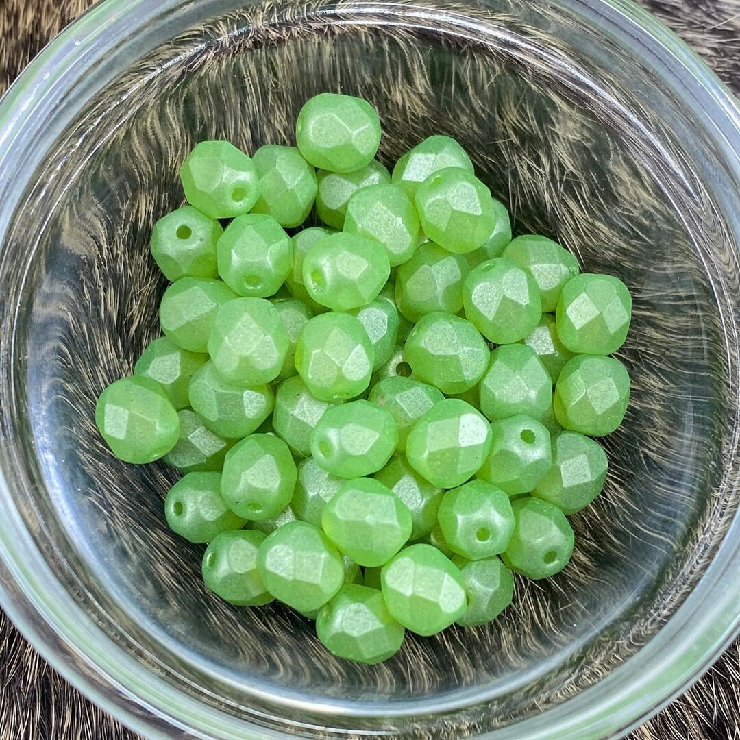 Lime Green Dipped Décor Finish Opaque Fire Polish Beads - Etsy