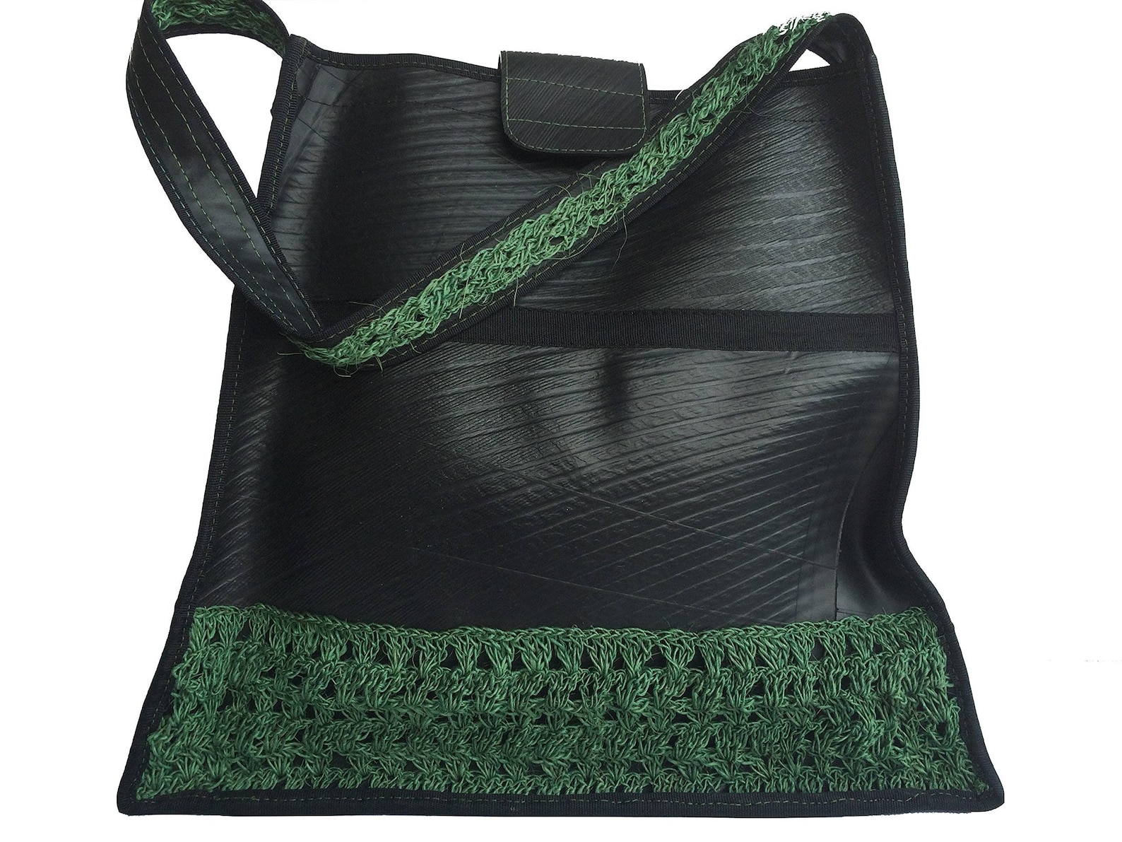 Recycled Inner Tube Rubber Tote Handbag, Crochet Shoulder Bag, Handmade ...