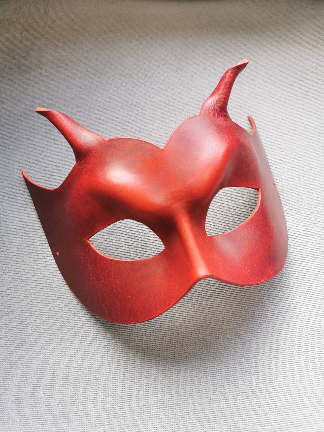 Red Leather Demon Joker Devil Half Mask With Horns, Erotic, Sexy, Handmade UK - Etsy
