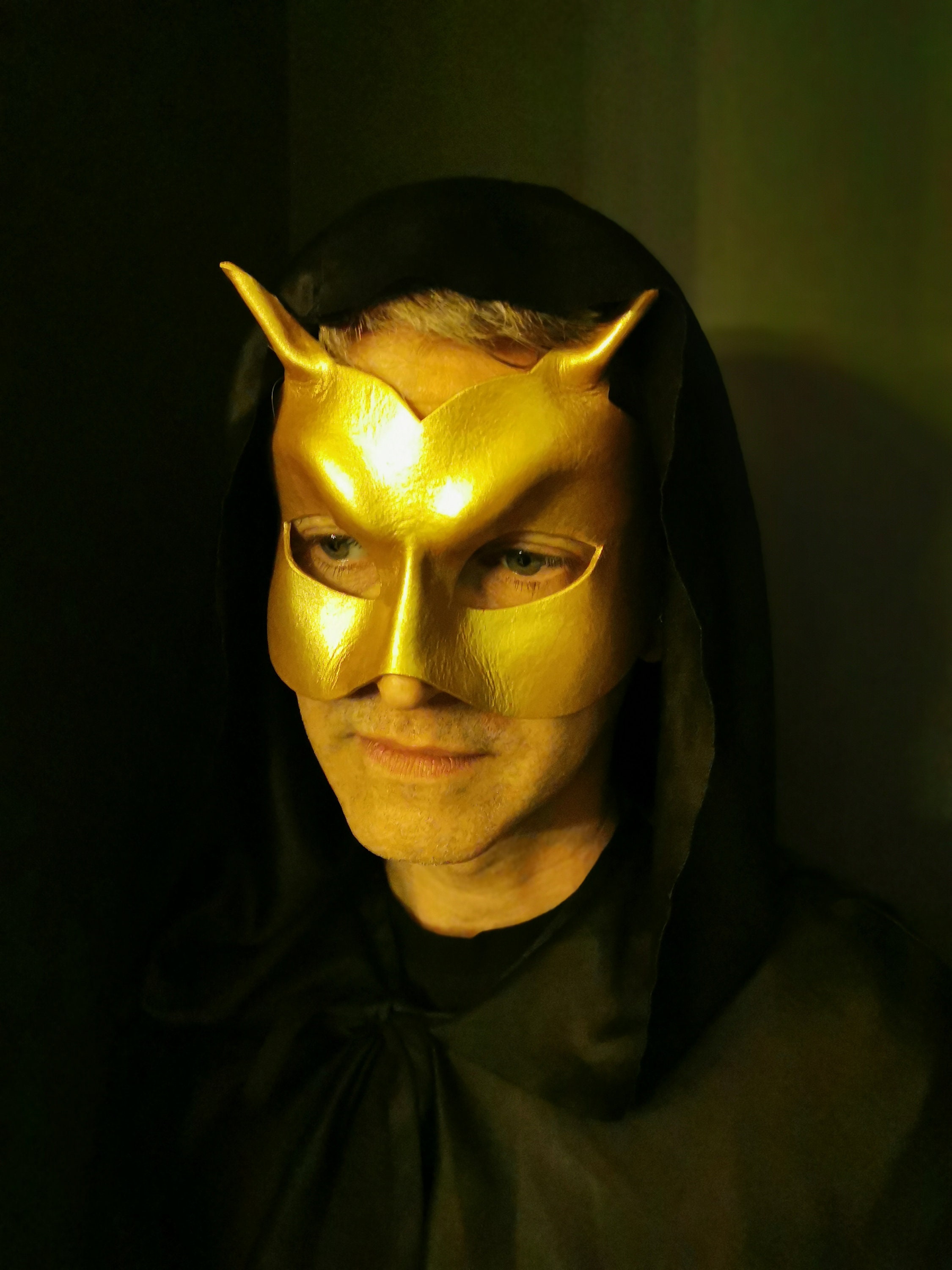 Black Leather Demon Joker Devil Half Mask With Horns Erotic - Etsy