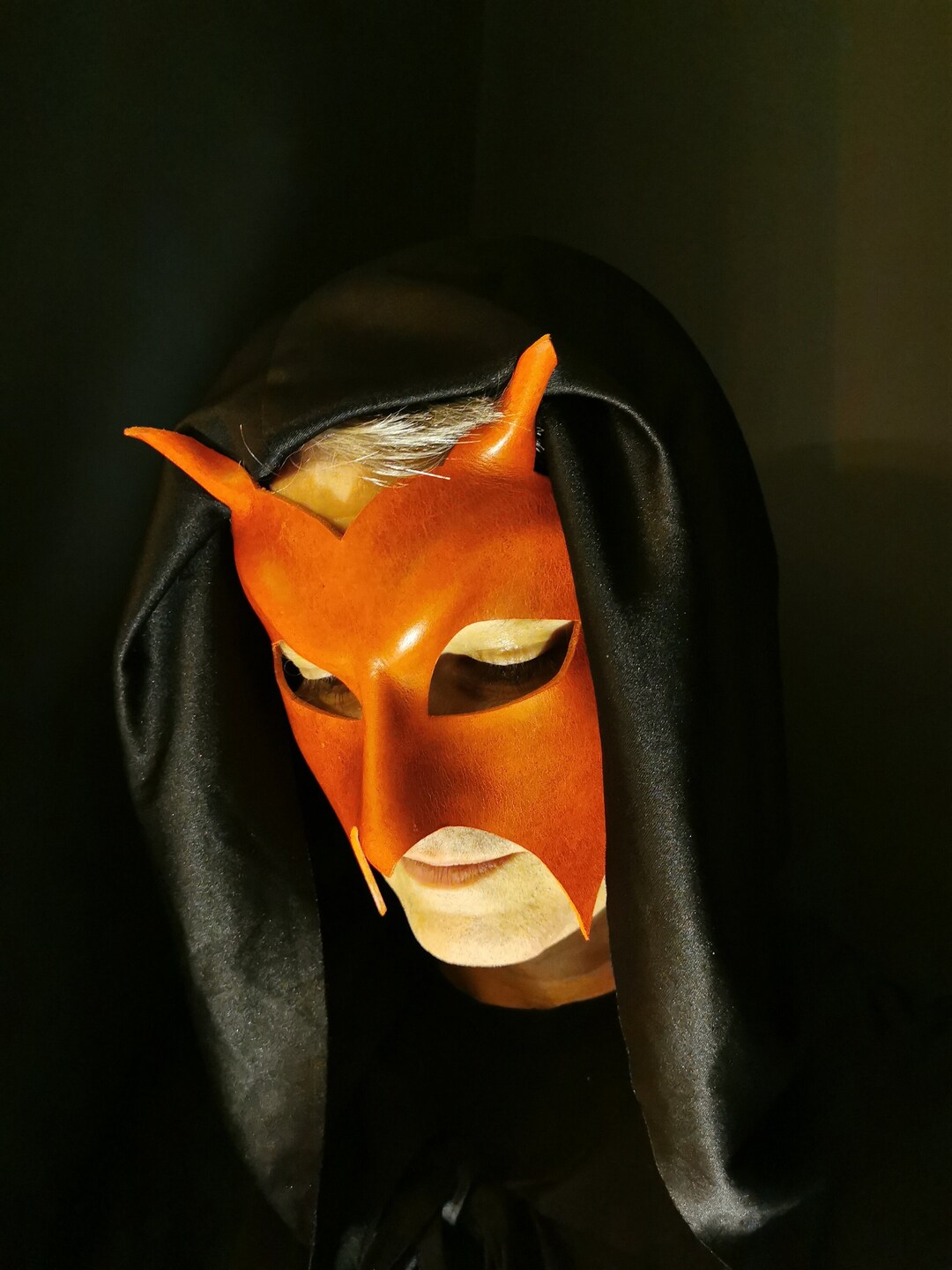 Men's Handmade Horned Red Leather Devil Mask, High Quality Erotic, Sexy ...