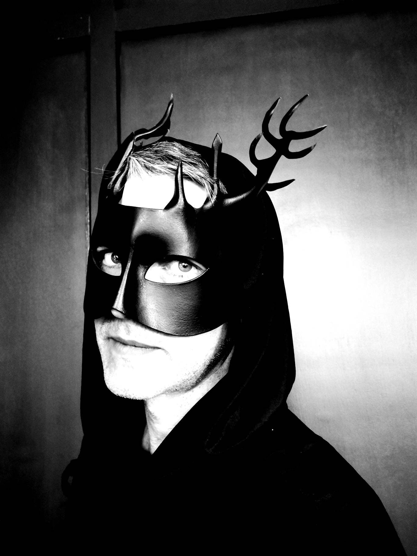 Men's Black Leather Stag, Large Erotic Horned Antler Mask, Fetish ...