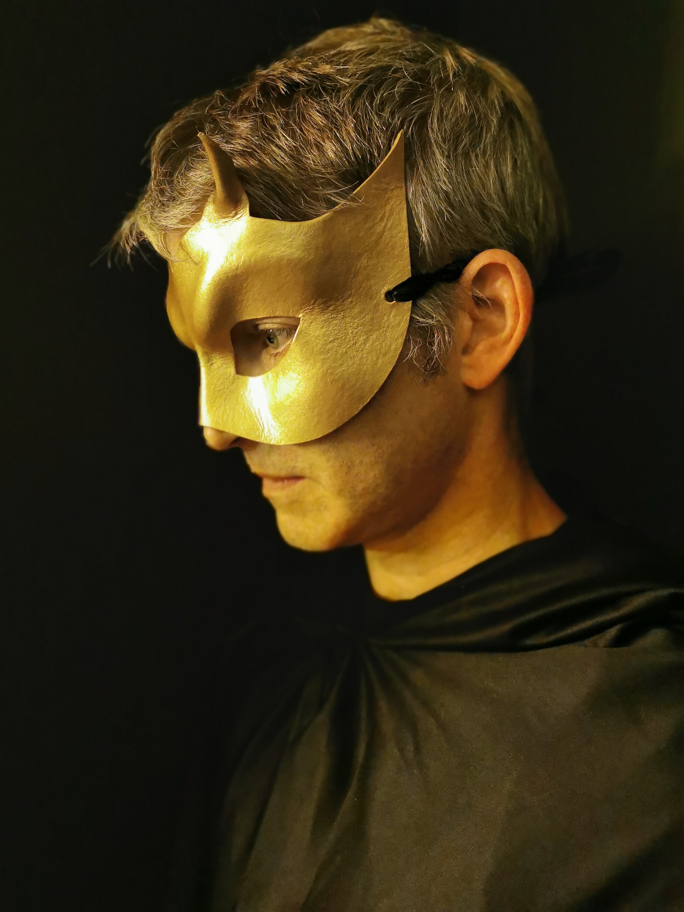 Black Leather Demon Joker Devil Half Mask With Horns Erotic - Etsy