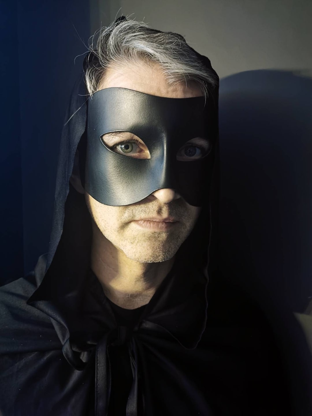 Men's Deep Black Leather Mask, Erotic Fetish Venetian Masquerade Mask ...