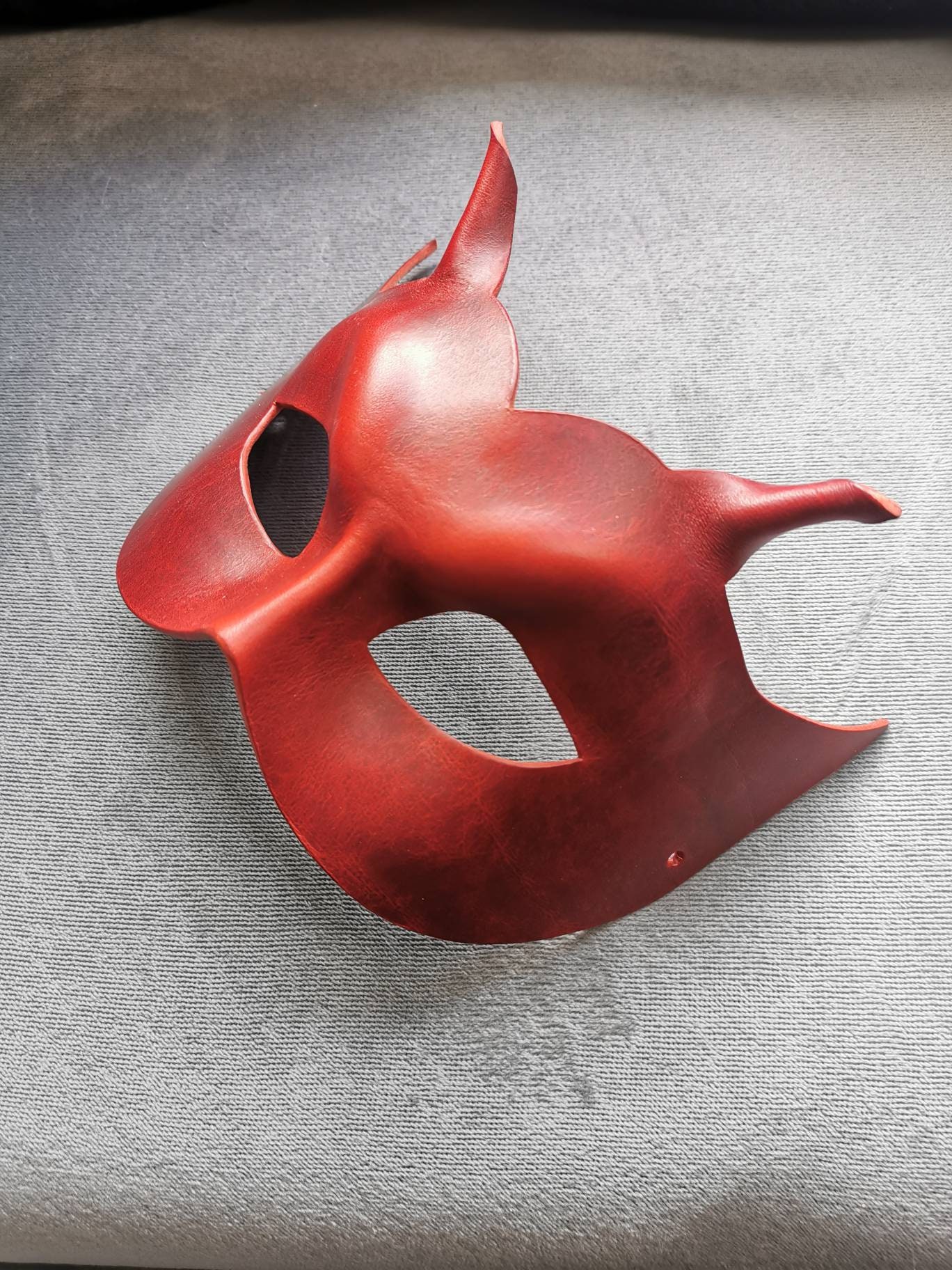 Red Leather Demon Joker Devil Half Mask With Horns, Erotic, Sexy, Handmade UK - Etsy