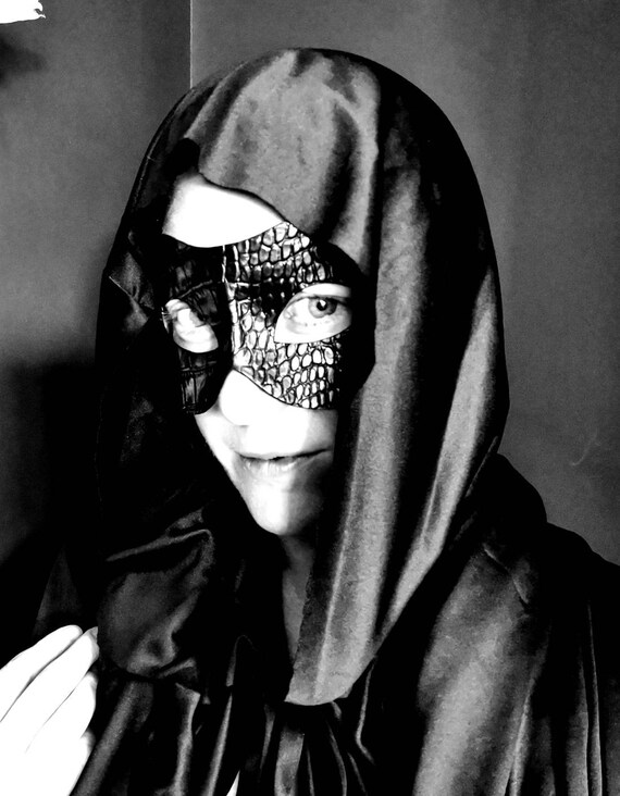 Petite Black Croc Leather Mask Animal Print Mask Erotic - Etsy