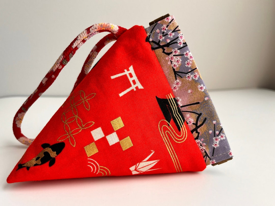Internal Flex Japanese Fabric Pyramid Shape Pouch Japanese Symbol Key ...