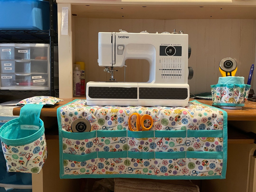 Sewing Notions Print Quilted Sewing Machine Mat Organizer, Thread ...