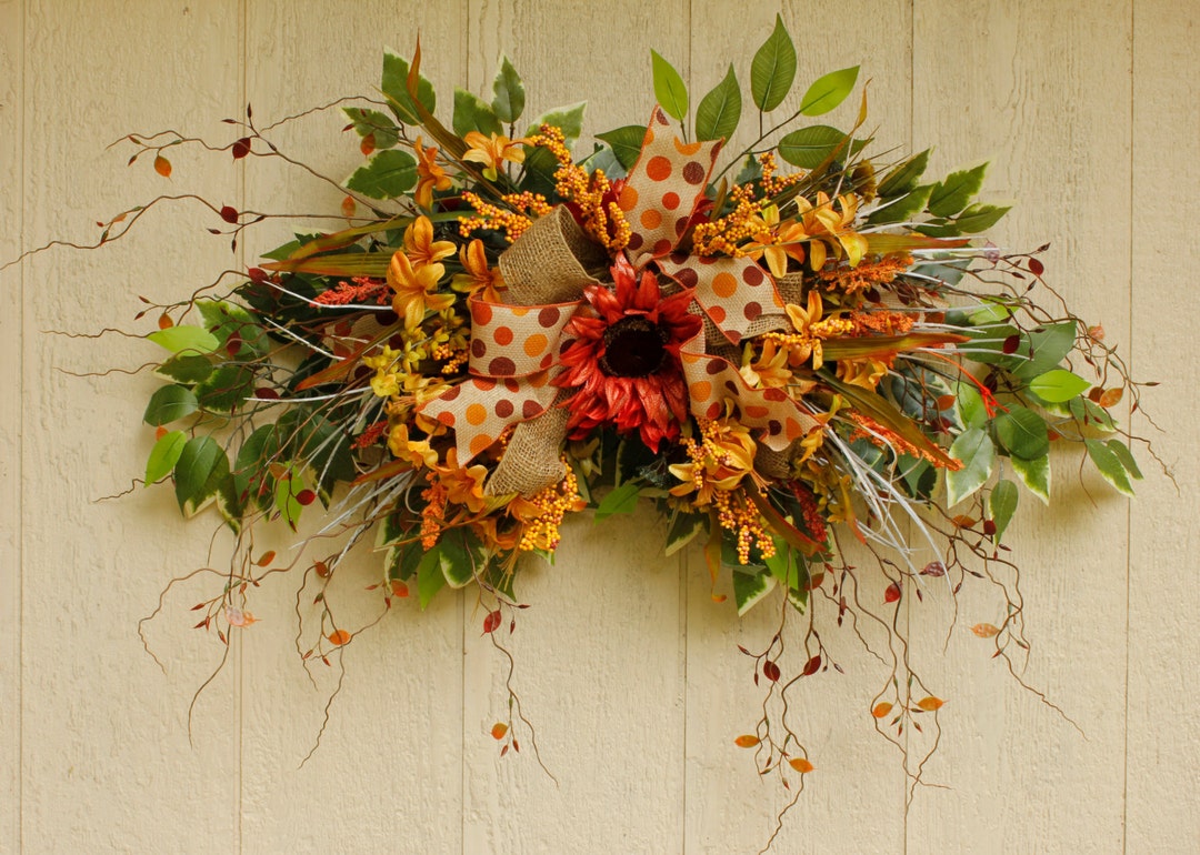 Rustic Sunflower Copper Floral Swag Pamsdezines Sunflower Fall - Etsy