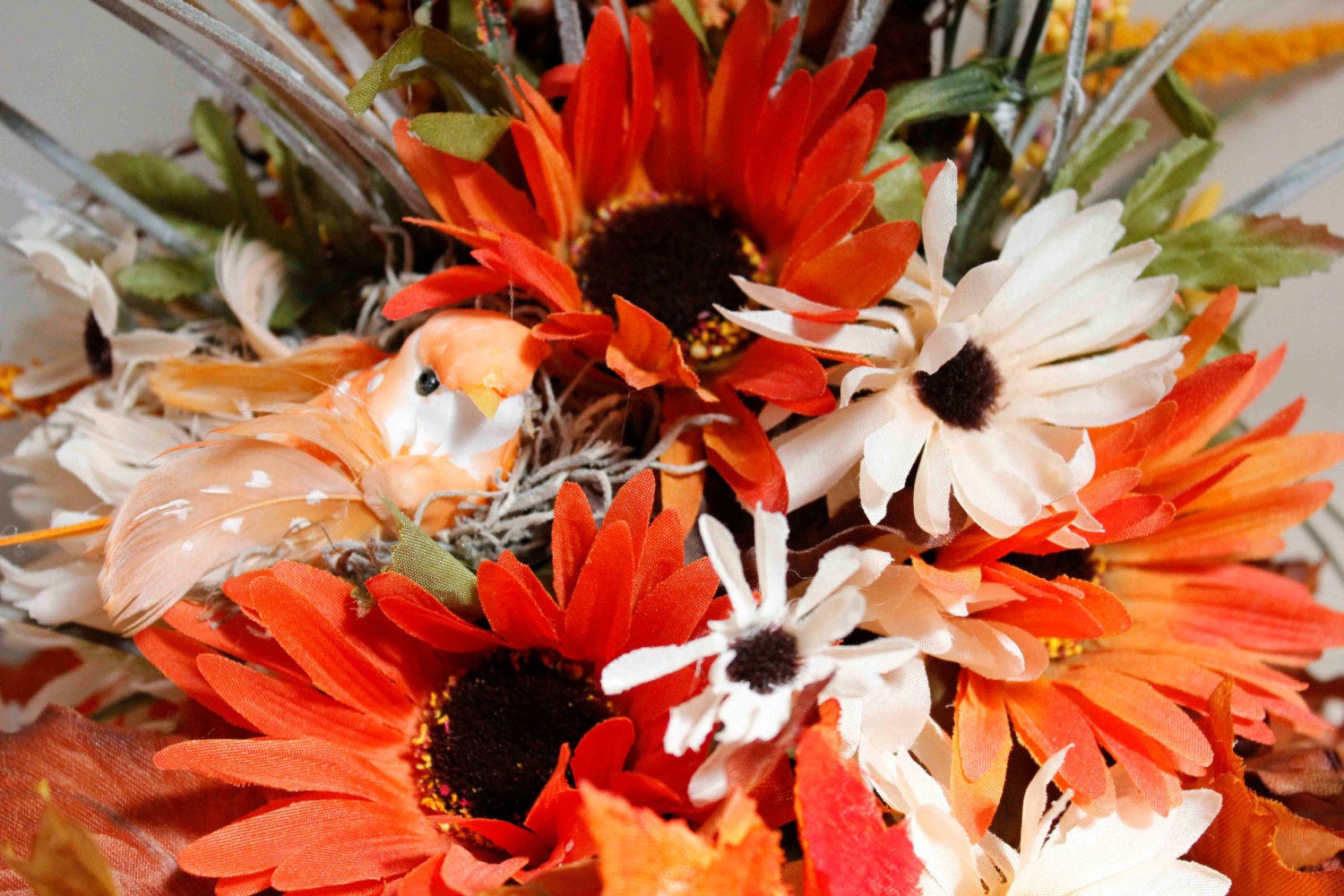 Fall Orange Tin Bucket With Orange Sunflowers and Orangebird item 272 ...
