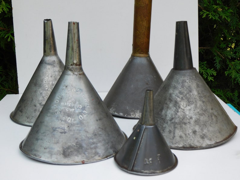 Metal Funnel, Tin Funnel, Vintage Funnel, Vintage Tool, Galvanized ...