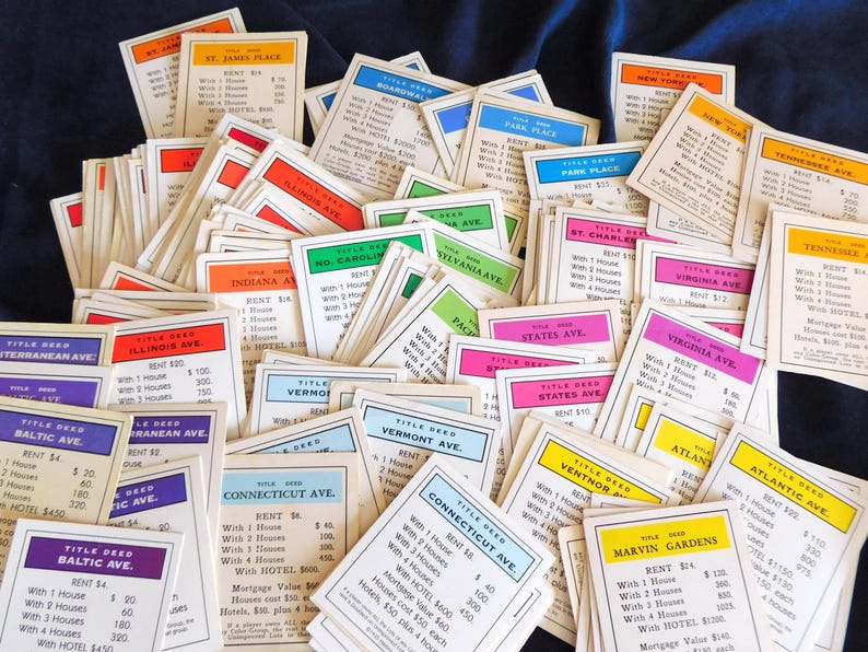 15 Monopoly Real Estate Property Cards for Crafts, Monopoly Cards, Real ...