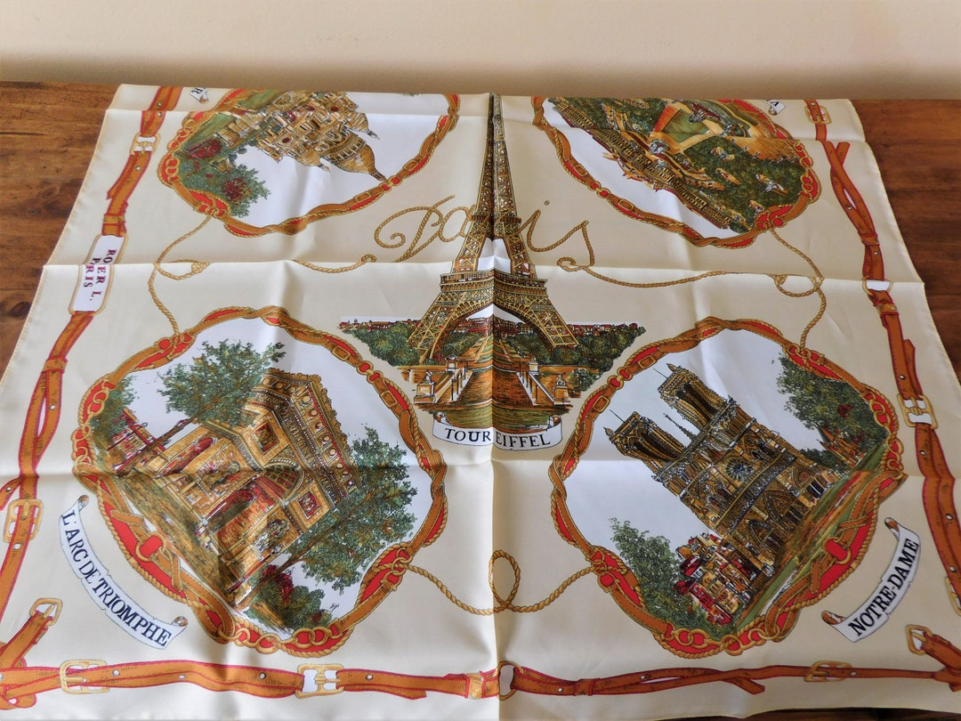 Vintage Paris Souvenir Scarf, Paris Scarf, City Scarf, Paris ...