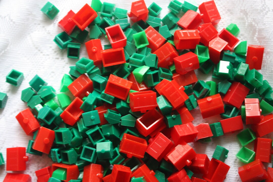 Red and Green Monopoly Houses, Hotels - 30 Monopoly Pieces, Monopoly ...