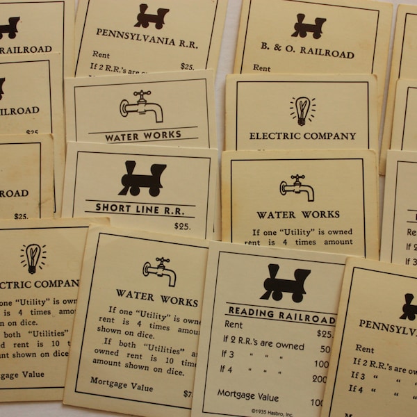 Monopoly Railroad Cards - Etsy