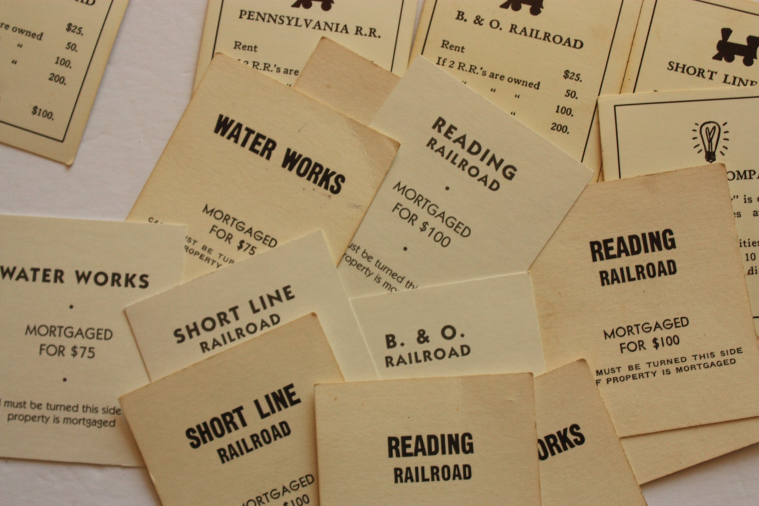 10 Monopoly Railroad and Utility Cards for Crafts, Monopoly Cards ...