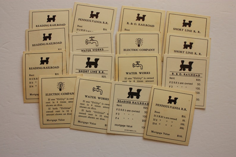10 Monopoly Railroad and Utility Cards for Crafts Monopoly | Etsy