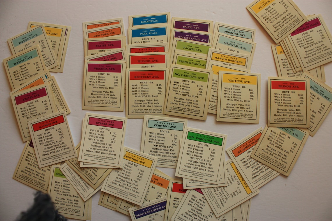 15 Monopoly Real Estate Property Cards for Crafts, Monopoly Cards, Real ...