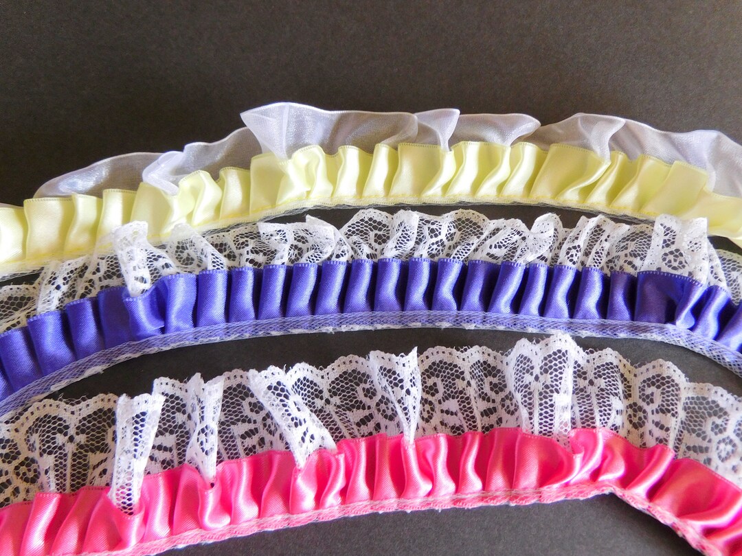 Layered Ruffled Lace, Layered Gathered Lace Pink Gathered Lace, Yellow ...