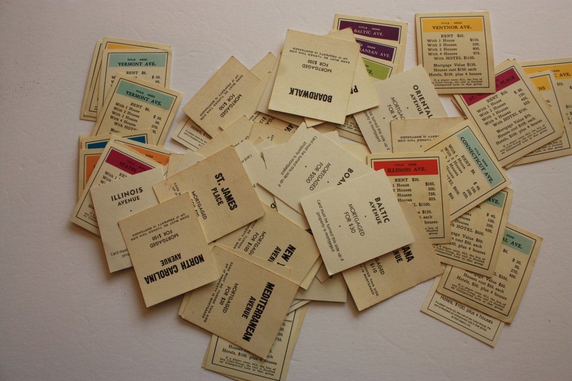 15 Monopoly Real Estate Property Cards for Crafts, Monopoly Cards, Real ...