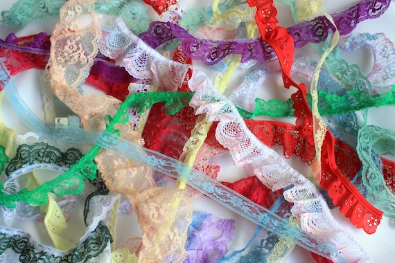 Five Yards of Assorted Colored Lace and Colored Trim Lace | Etsy