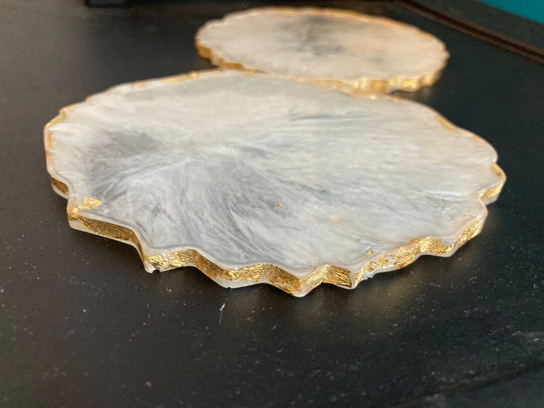 Epoxy Resin Gold Edge Coasters - Etsy