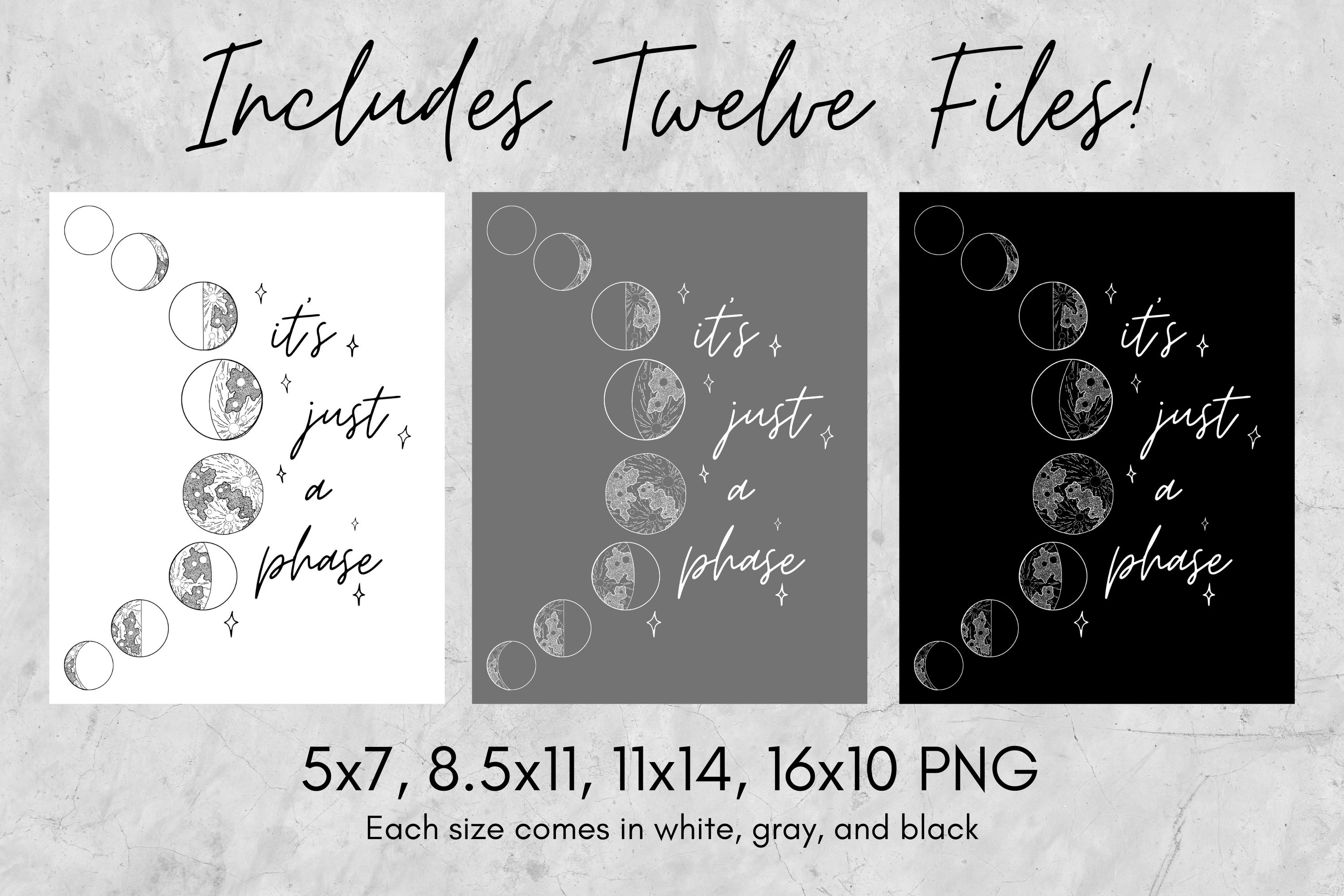 It's Just a Phase Moon Poster Wall Art Instant Download Printable - Etsy