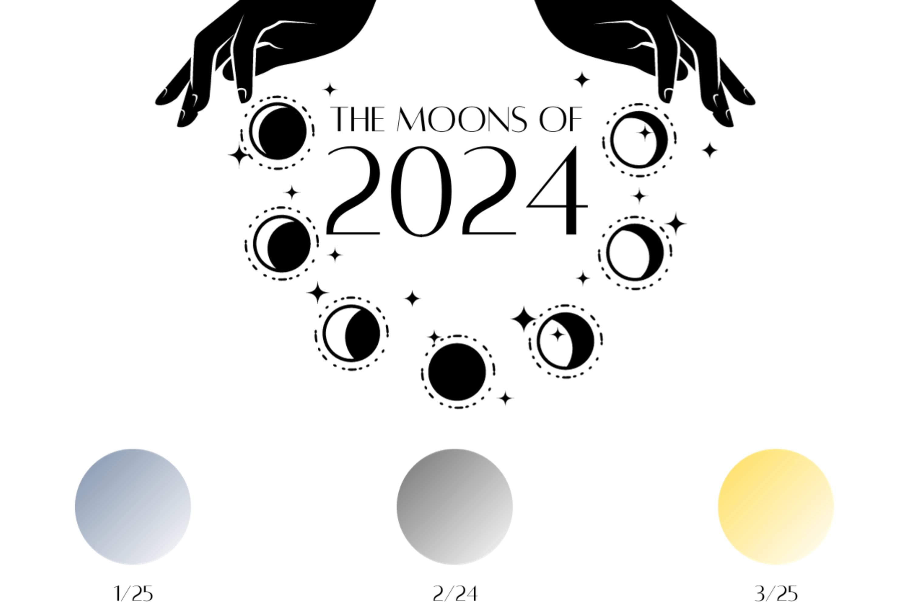 2024 Full Moon Calendar | Lunar Calendar | Instant Download Printable ...