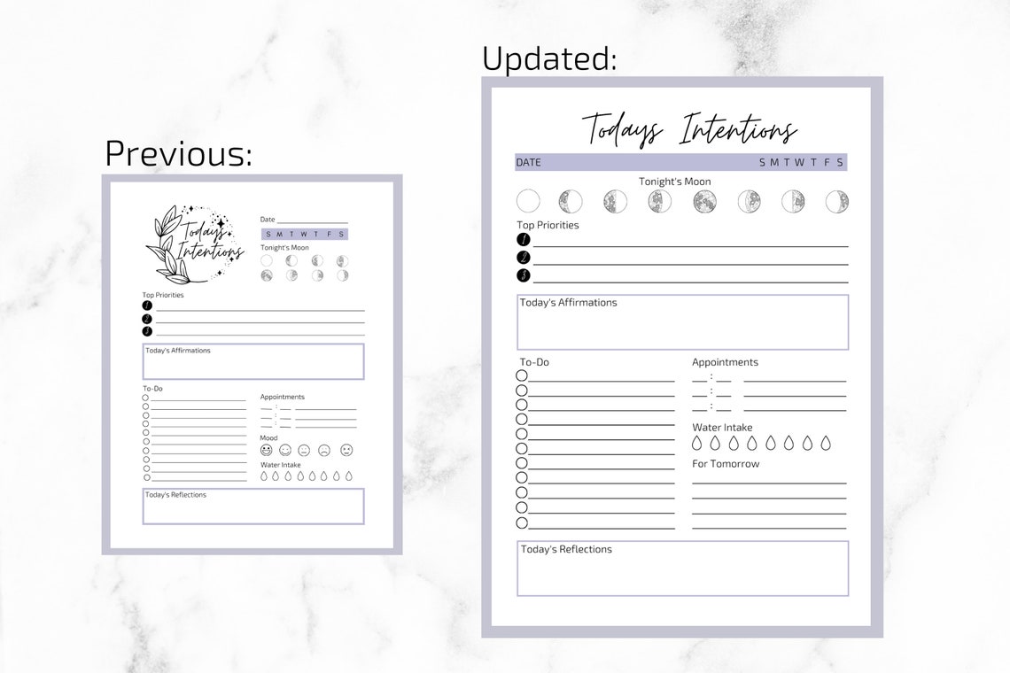 Todays Intentions Daily Planner To-do List Digital Printable | Etsy