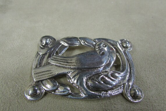 Sterling Silver Bird Pin + - Gem