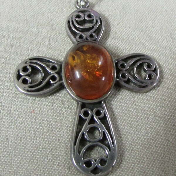 Amber Cross Pendant - Etsy