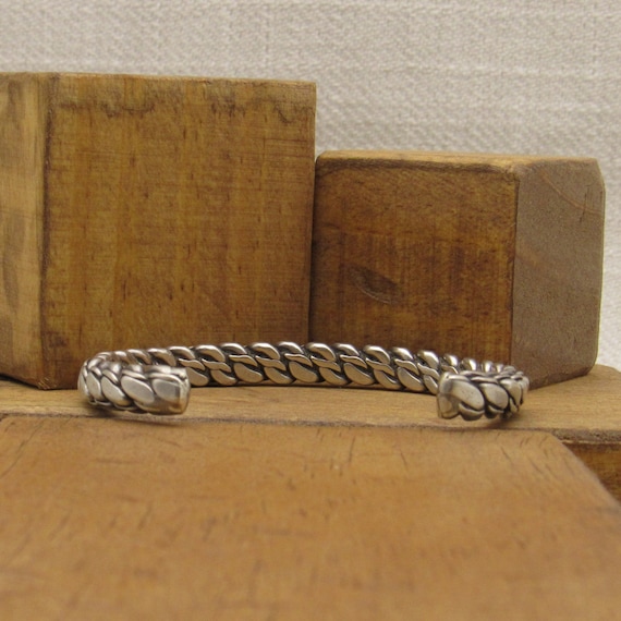 Twisted Sterling Silver Wire Cuff Bracelet + - Gem