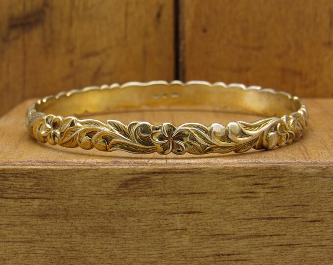Gold Tone Sterling Silver Bangle Bracelet + - Etsy