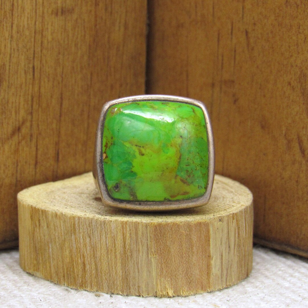 Sterling Silver and Green Stone Ring Size 6 3/4 + - Etsy