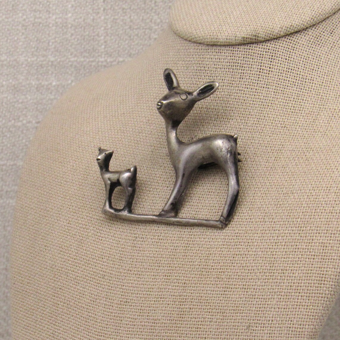 Sterling Silver Deer and Fawn Pin From Mexico + - Etsy