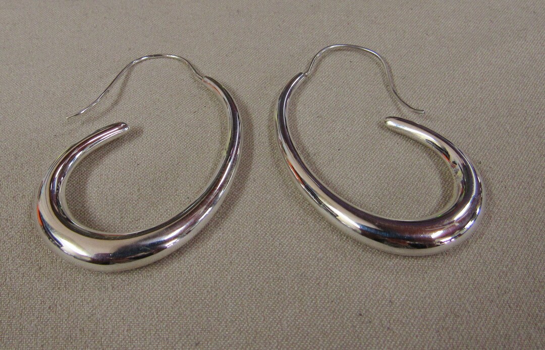 Sterling Silver Large Wire Hoop Earrings - Etsy