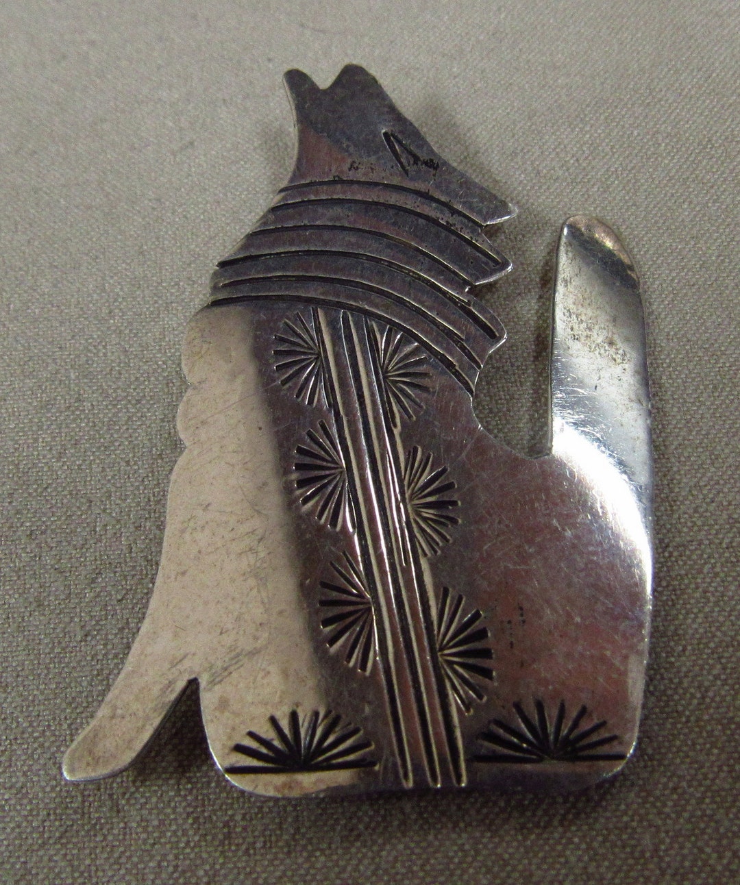 Southwest Sterling Silver Coyote Pin + - Etsy