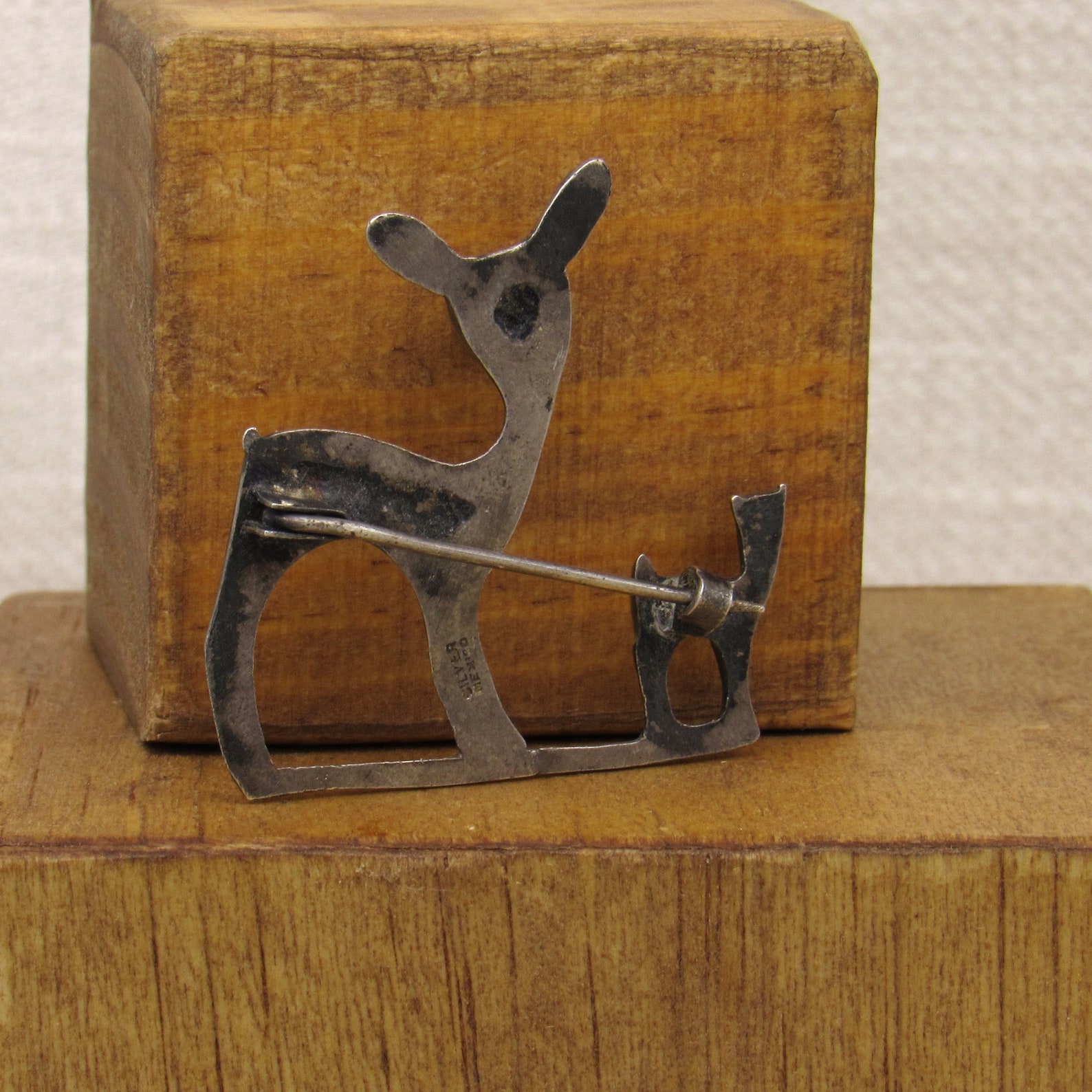 Sterling Silver Deer and Fawn Pin From Mexico + - Etsy