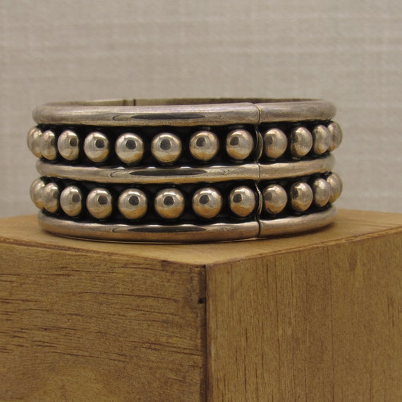 Hinged Sterling Silver Wide Bangle Bracelet + - Gem