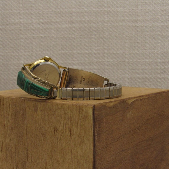Malachite Gold Tone Watch Face with Inlay Faux Malach… - Gem