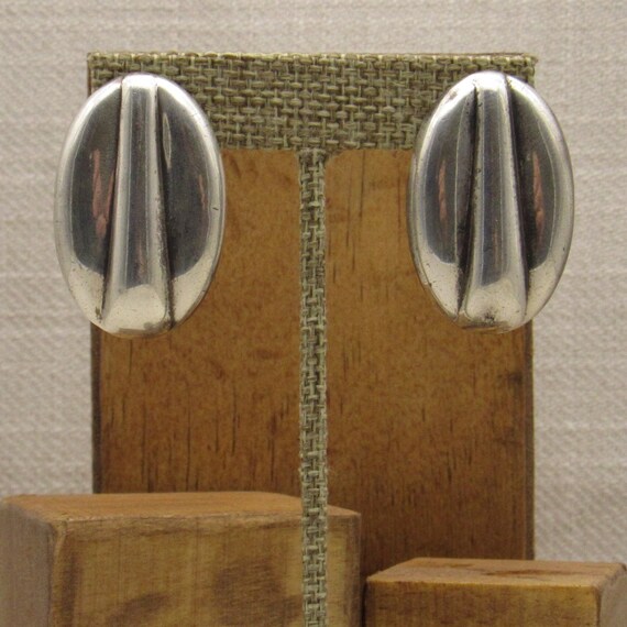 Bold Sterling Silver Repousse Post Earrings + - Gem