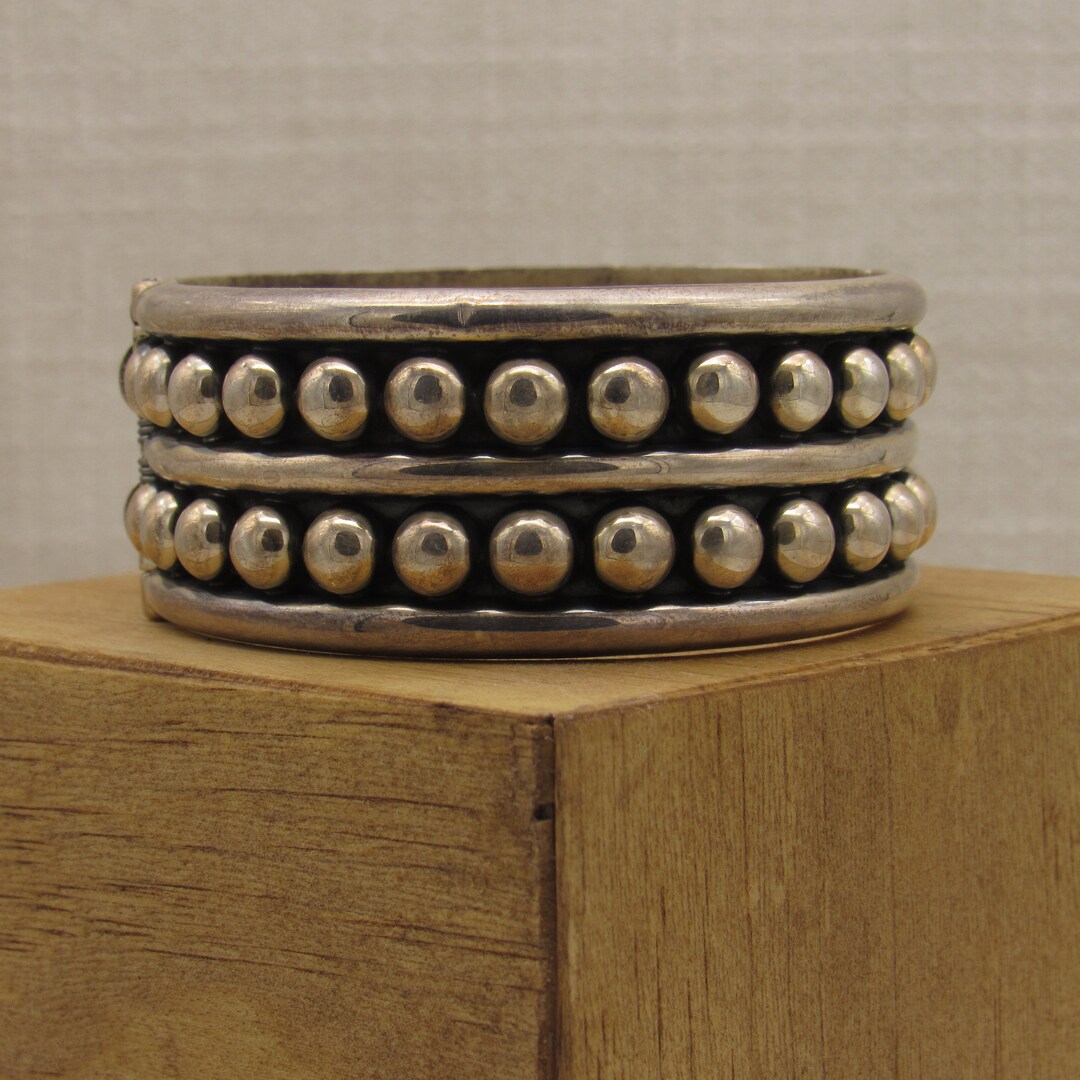 Hinged Sterling Silver Wide Bangle Bracelet + - Etsy