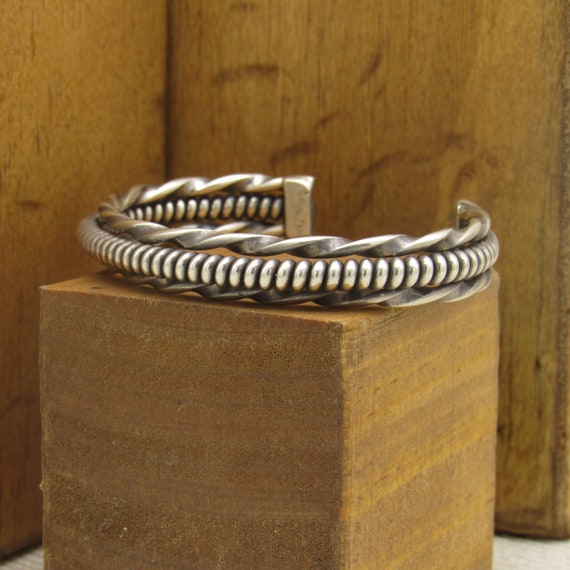 Sterling Silver Twisted Wire Cuff Bracelet + - Gem