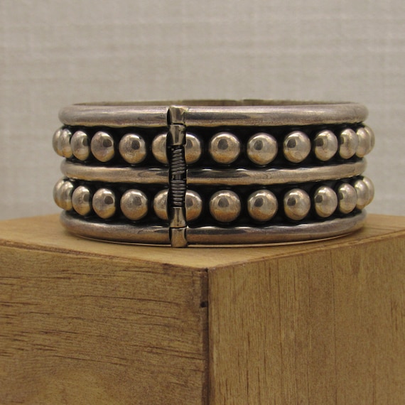 Hinged Sterling Silver Wide Bangle Bracelet + - Gem