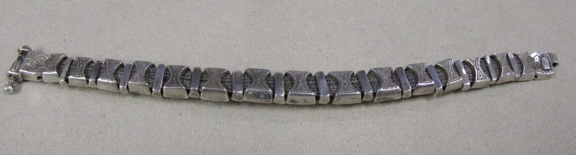 Sterling Silver Link Bracelet on Fox Tail Chain - Etsy