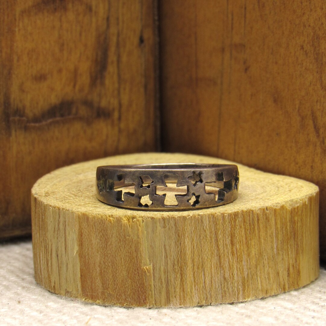 Sterling Silver Cross Cut Out Band Ring Size 7 1/2 + - Etsy