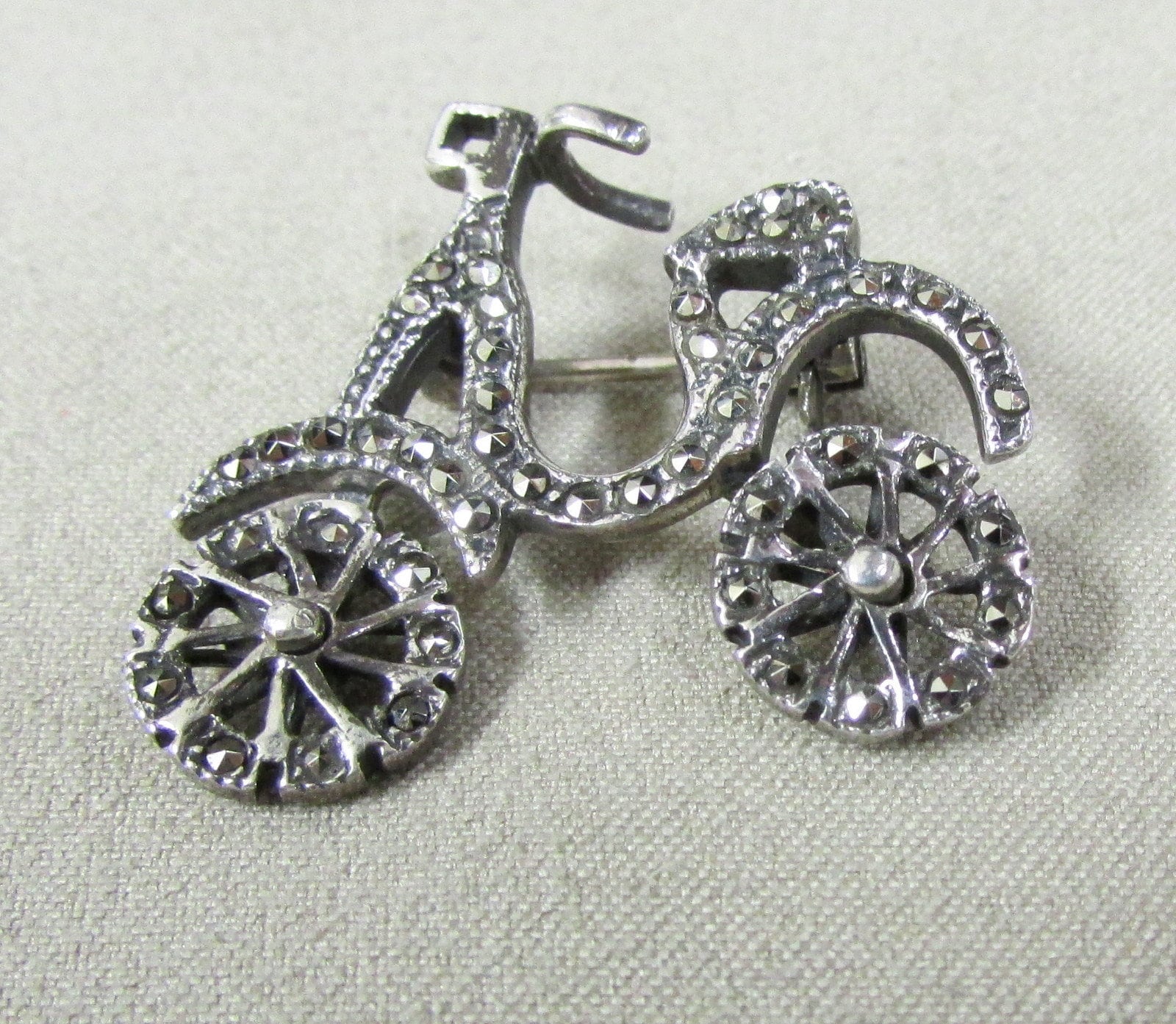 Sterling Silver and Marcasite Bicycle Pin with Moving Wheels | Etsy