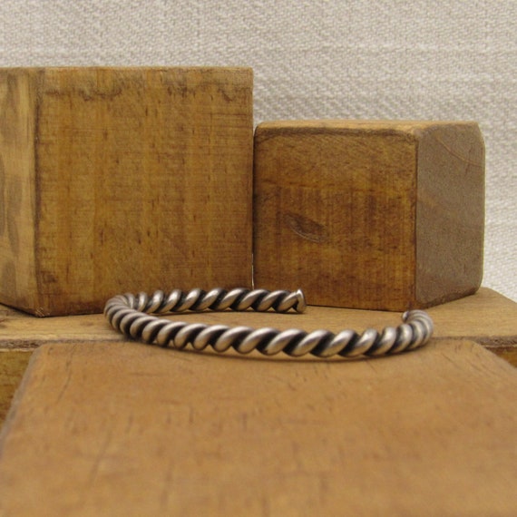 Sterling Silver Twisted Wire Cuff Bracelet + - Gem
