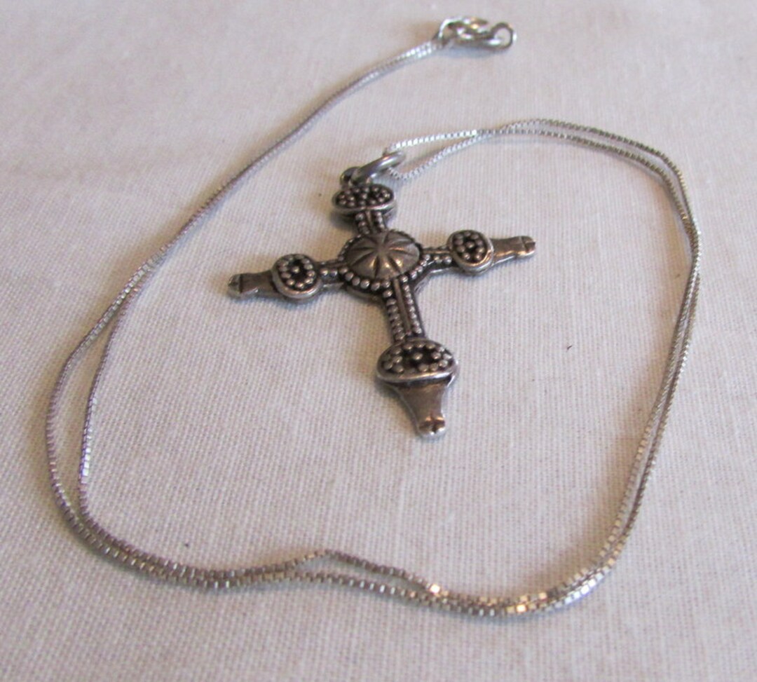 Sterling Silver Cross and Chain Necklace + - Etsy