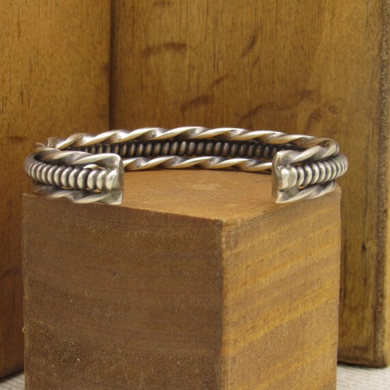 Sterling Silver Twisted Wire Cuff Bracelet + - Gem